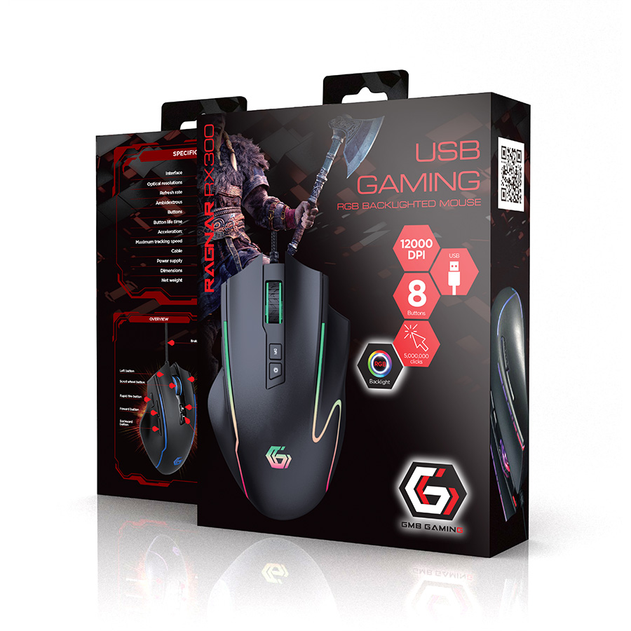 Miš GEMBIRD MUSG-RAGNAR-RX300, USB gaming RGB backlighted mouse, 8 ...