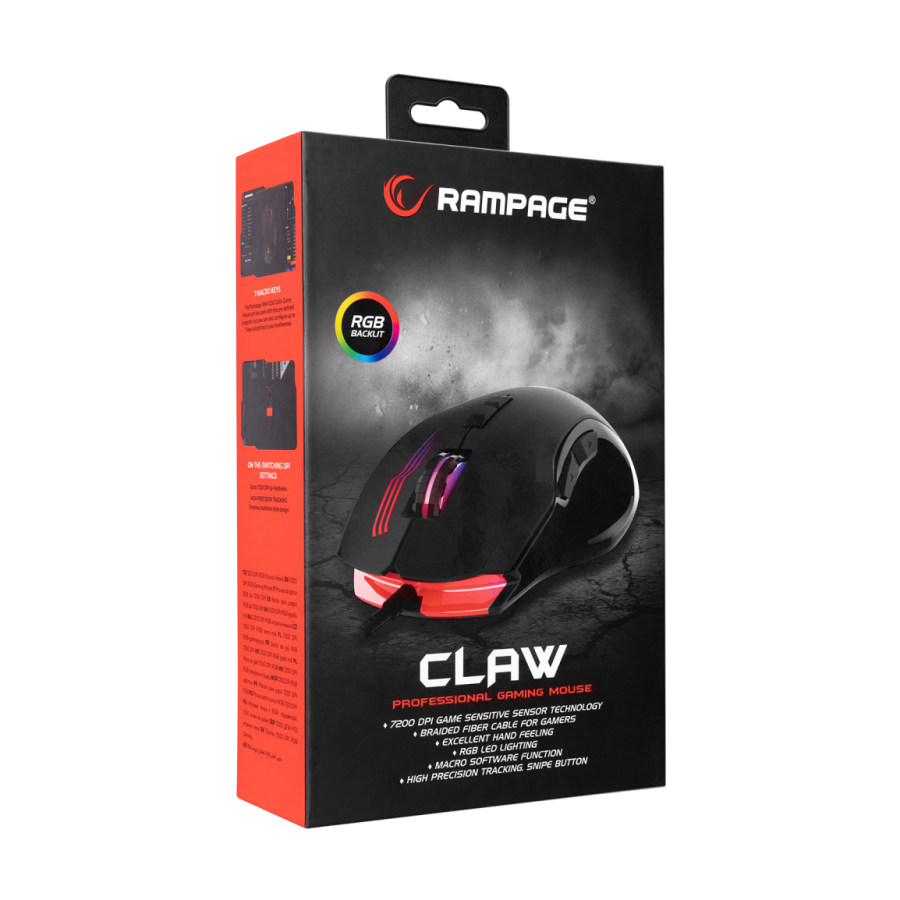 Miš gaming Rampage SMX-G38 CLAW Usb 7 makro tipki 7200dpi RGB LED ...