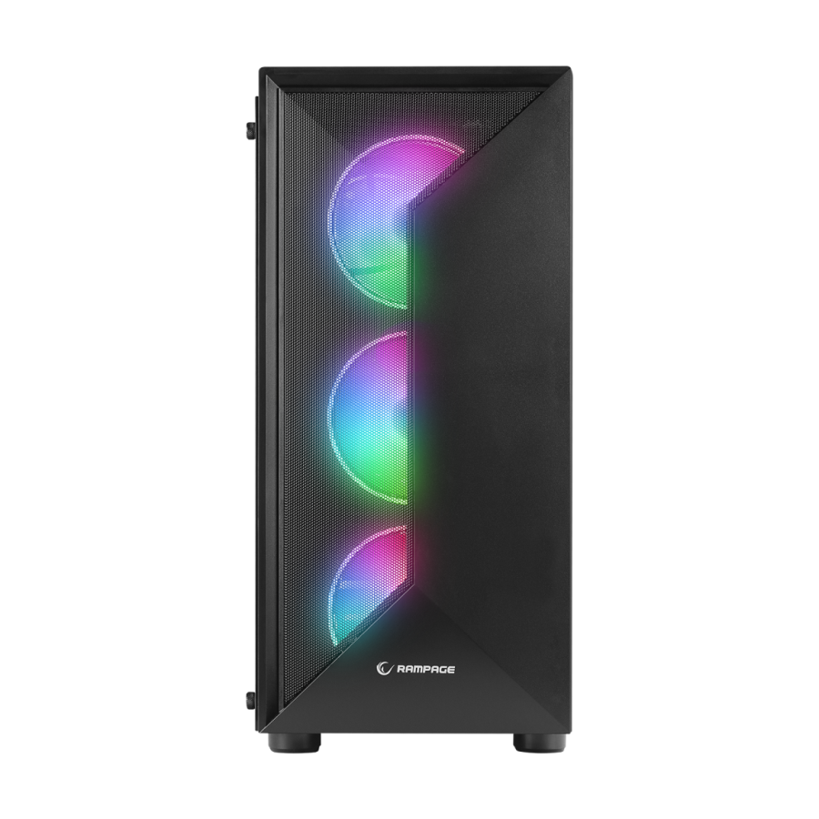 Rampage Kućište TRIANGLE 4*12cm Auto RGB ventilator kaljeno staklo Mid ...