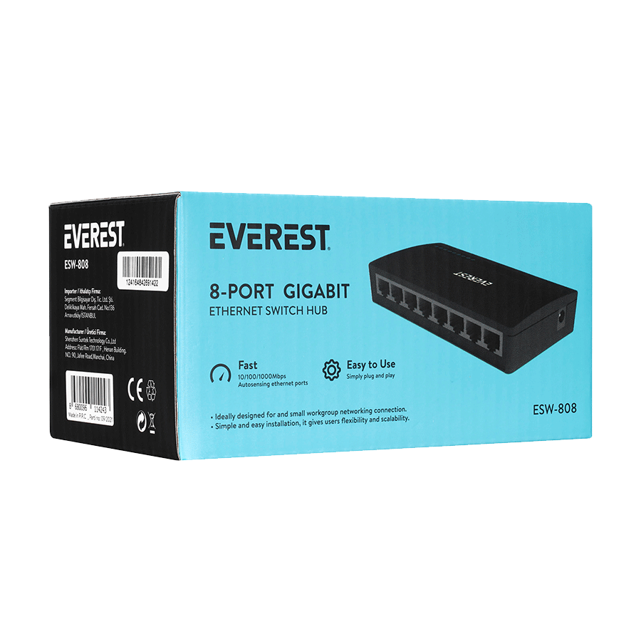 SWITCH 8 portni Everest ESW-808, 10/100/1000, RTL8370N Gigabit Ethernet | Genelec d.o.o.