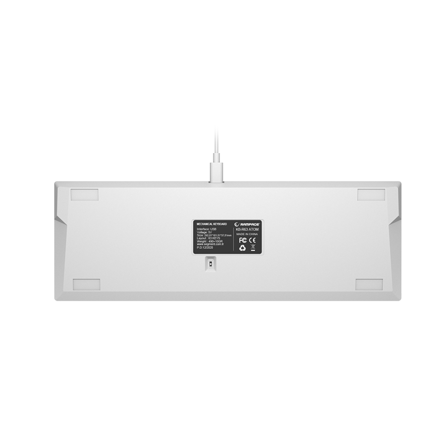 Tastatura gaming RAMPAGE KB-RX63 B-ATOM White Bluetooth RGB Backlight ...